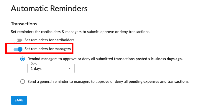 Automated Reminders for Cardholders & Approvers – SVB T&E