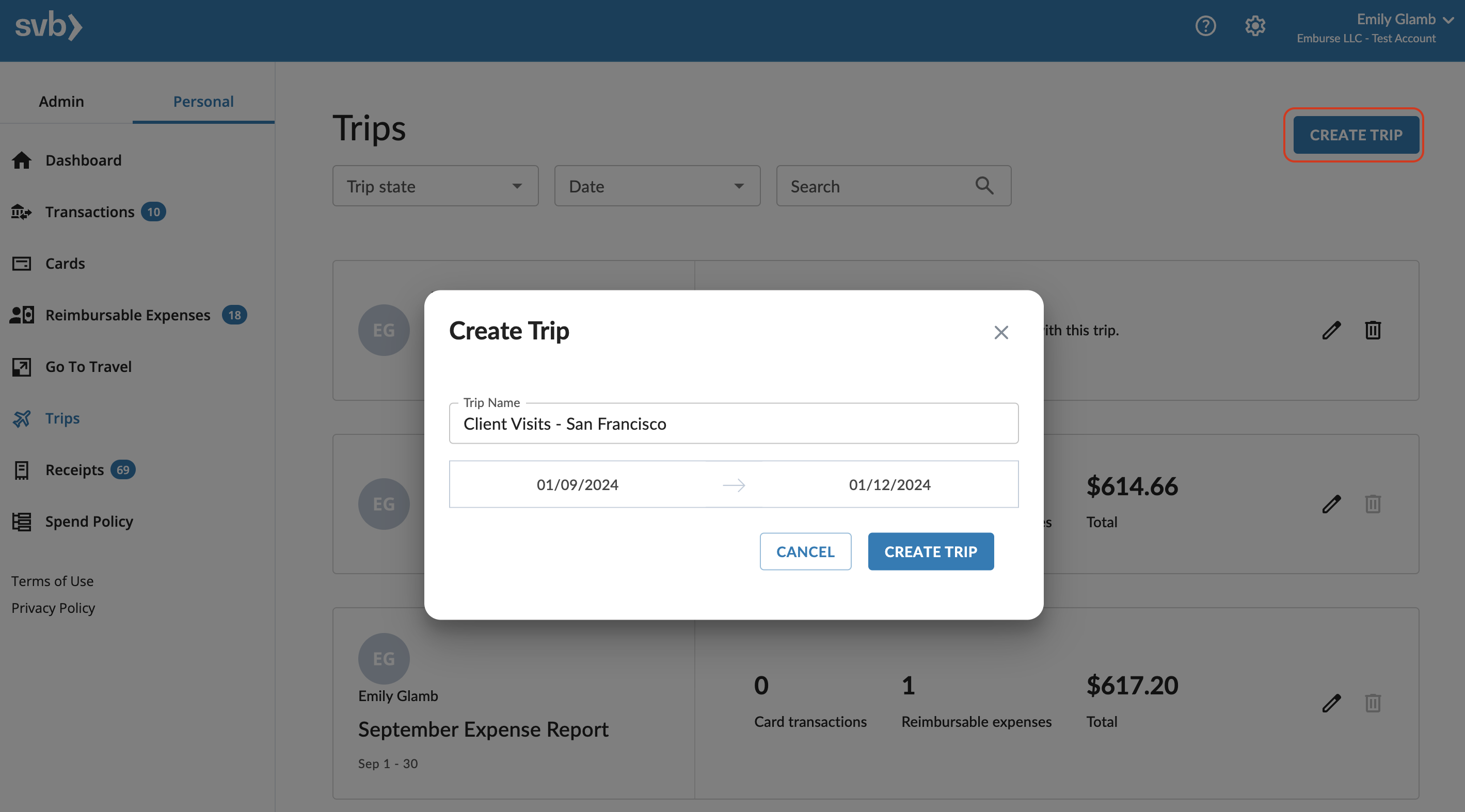 Using Trips to organize your Travel Expenses – SVB T&E